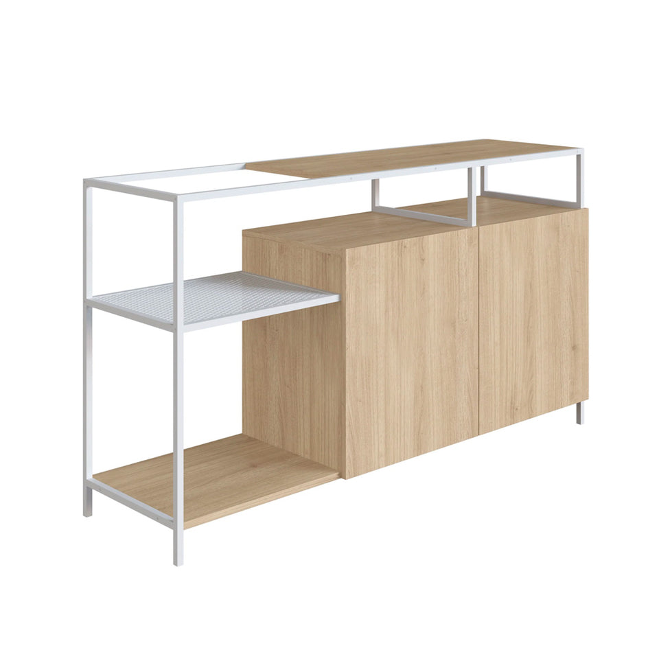 Buffete Bar Pret - Blanco y Color Madera – Tugow